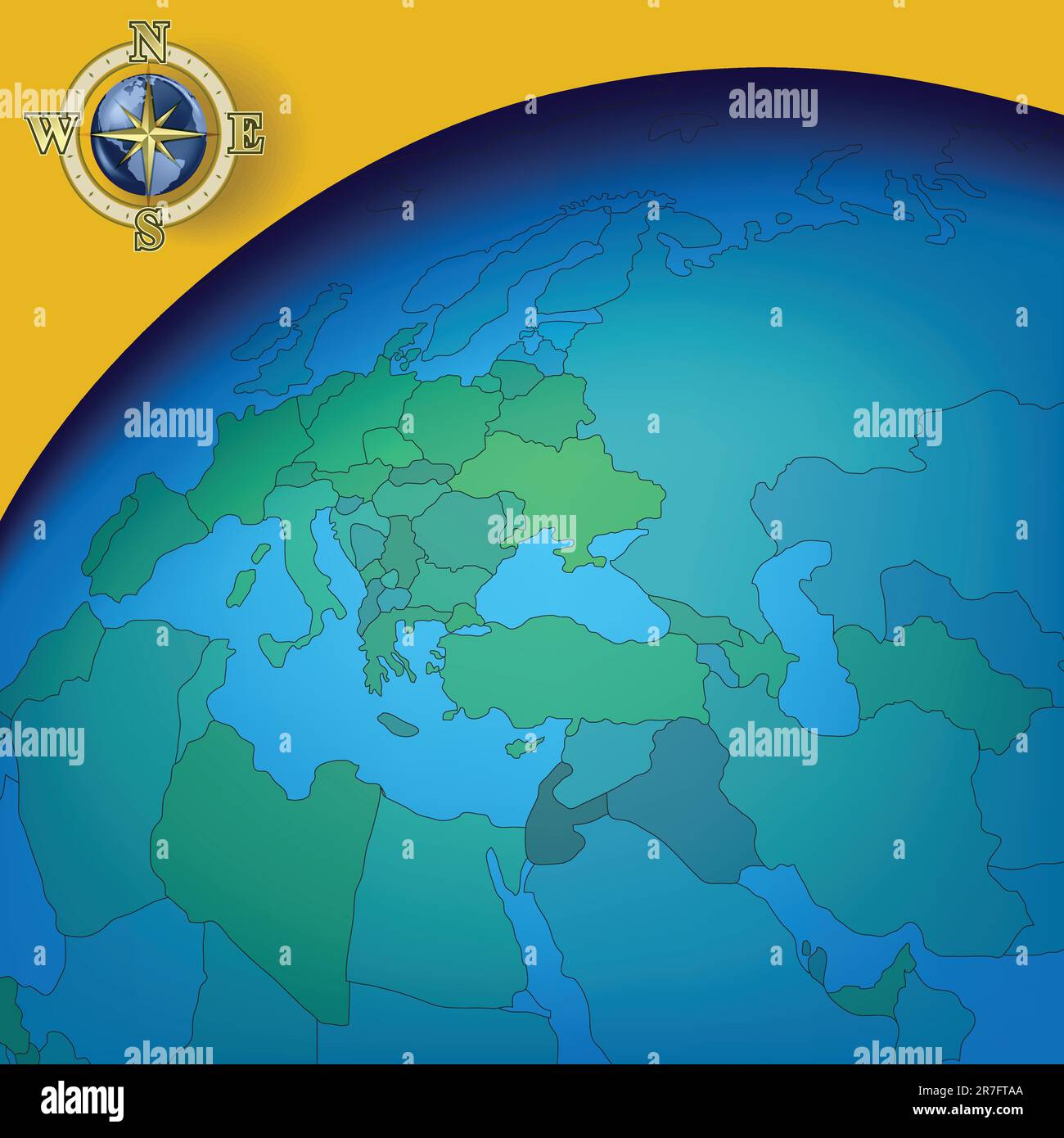 Abstract background with earth map and gold compass Stock Vector Image ...