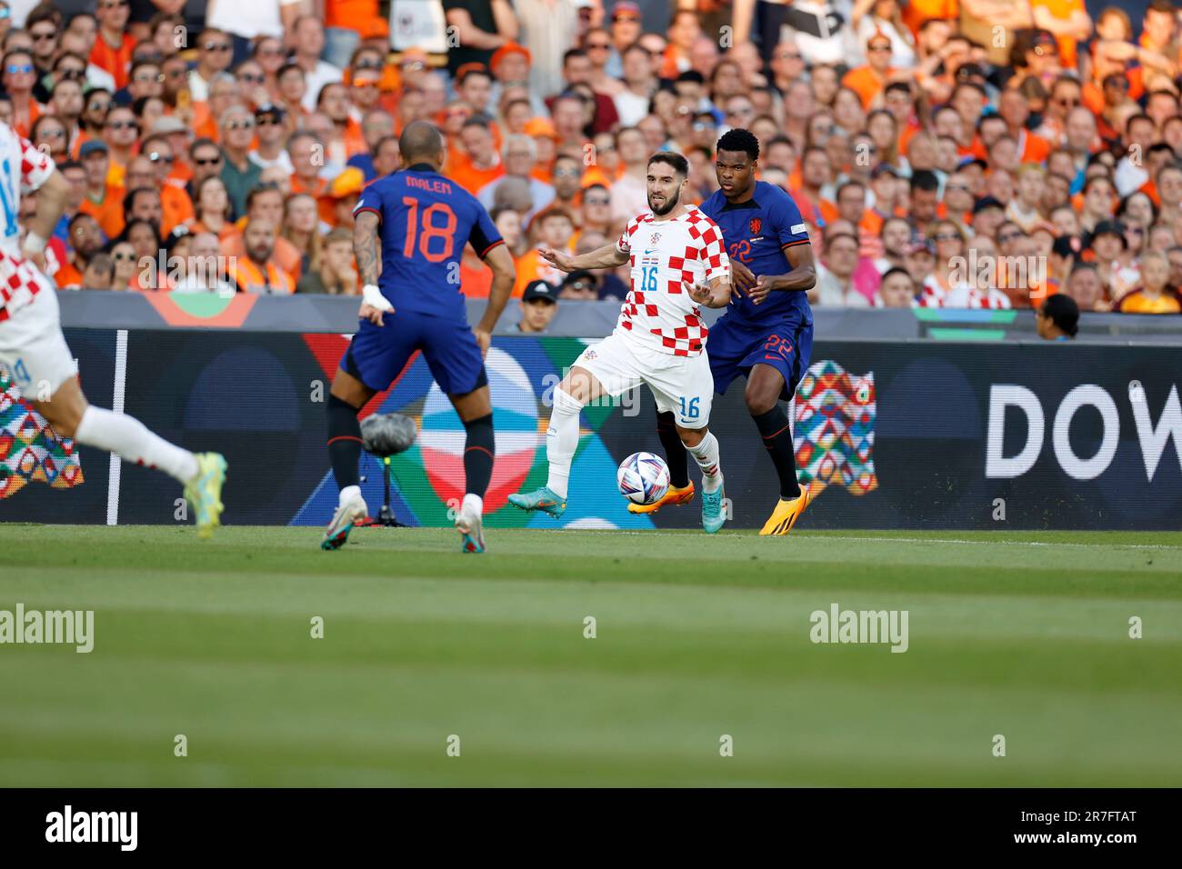ROTTERDAM, Netherlands. , . 16 Luka Ivanusec of Croatia vs 22 Denzel ...