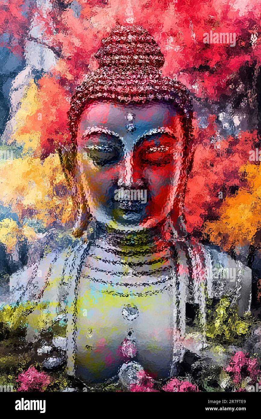 Gautam Buddha Colorful digital portrait of a creative artist painting ...
