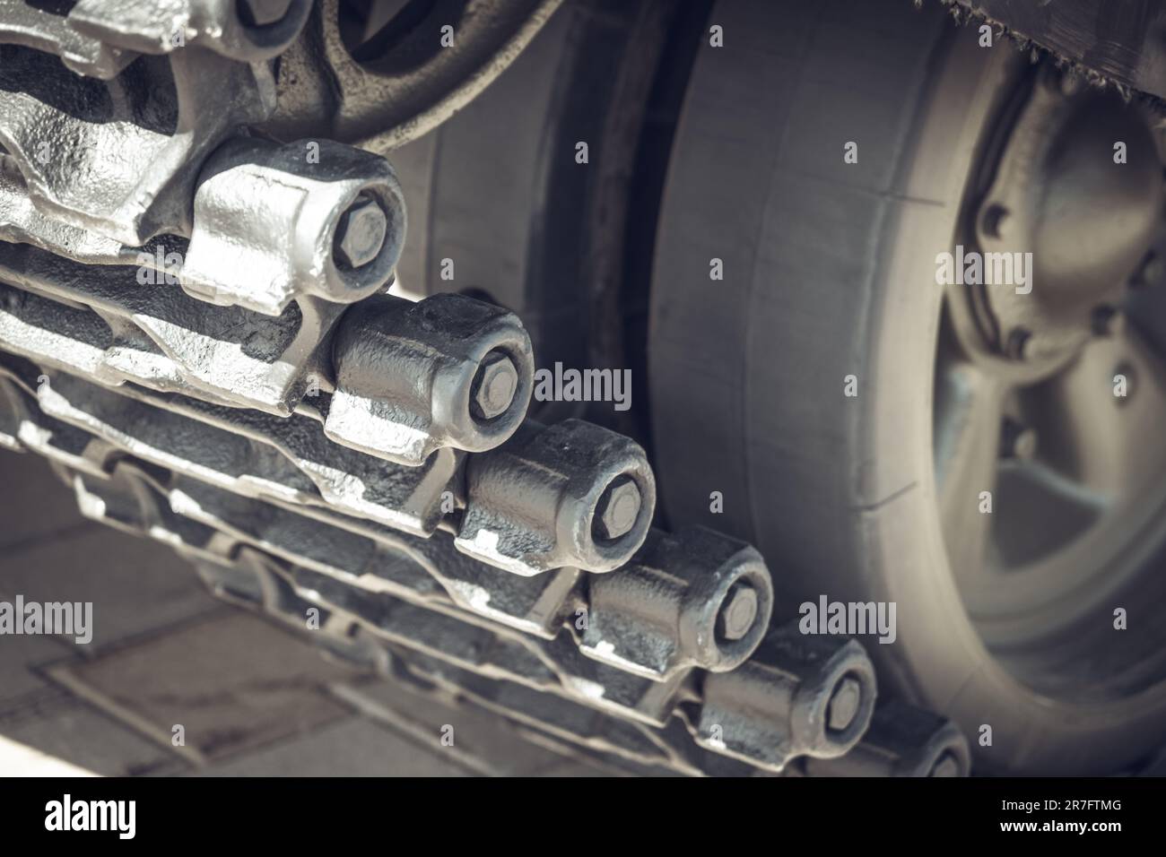 Tank tracks close-up, modern military equipment, heavy combat vehicle ...