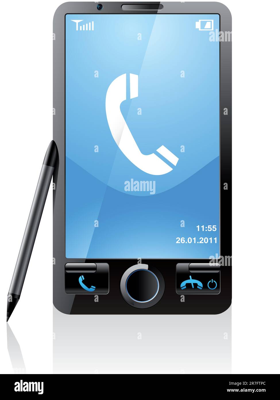 smart phone with stylus isolated on white background Stock Vector Image ...