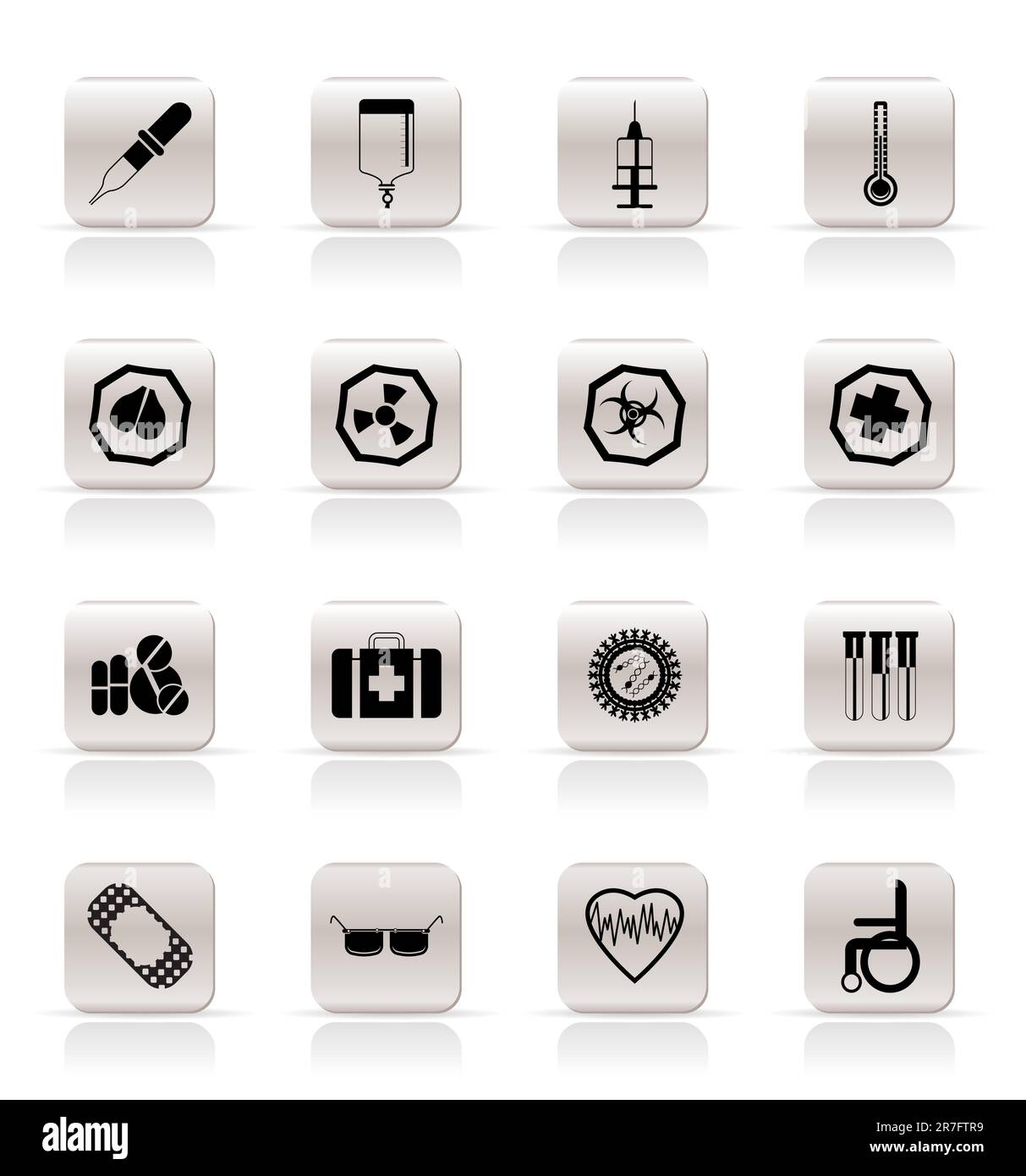 Simple medical themed icons and warning-signs - vector Icon Set Stock ...
