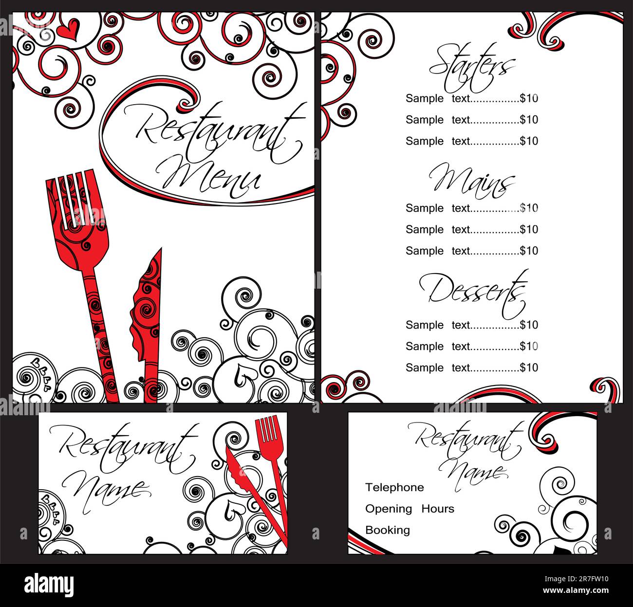 Menu Templates with business cards Stock Vector Image & Art - Alamy