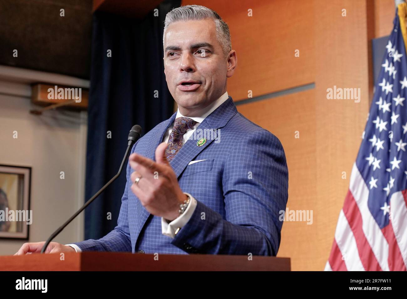 Rep. Juan Ciscomani, R-Ariz., speaks during a news conference to ...