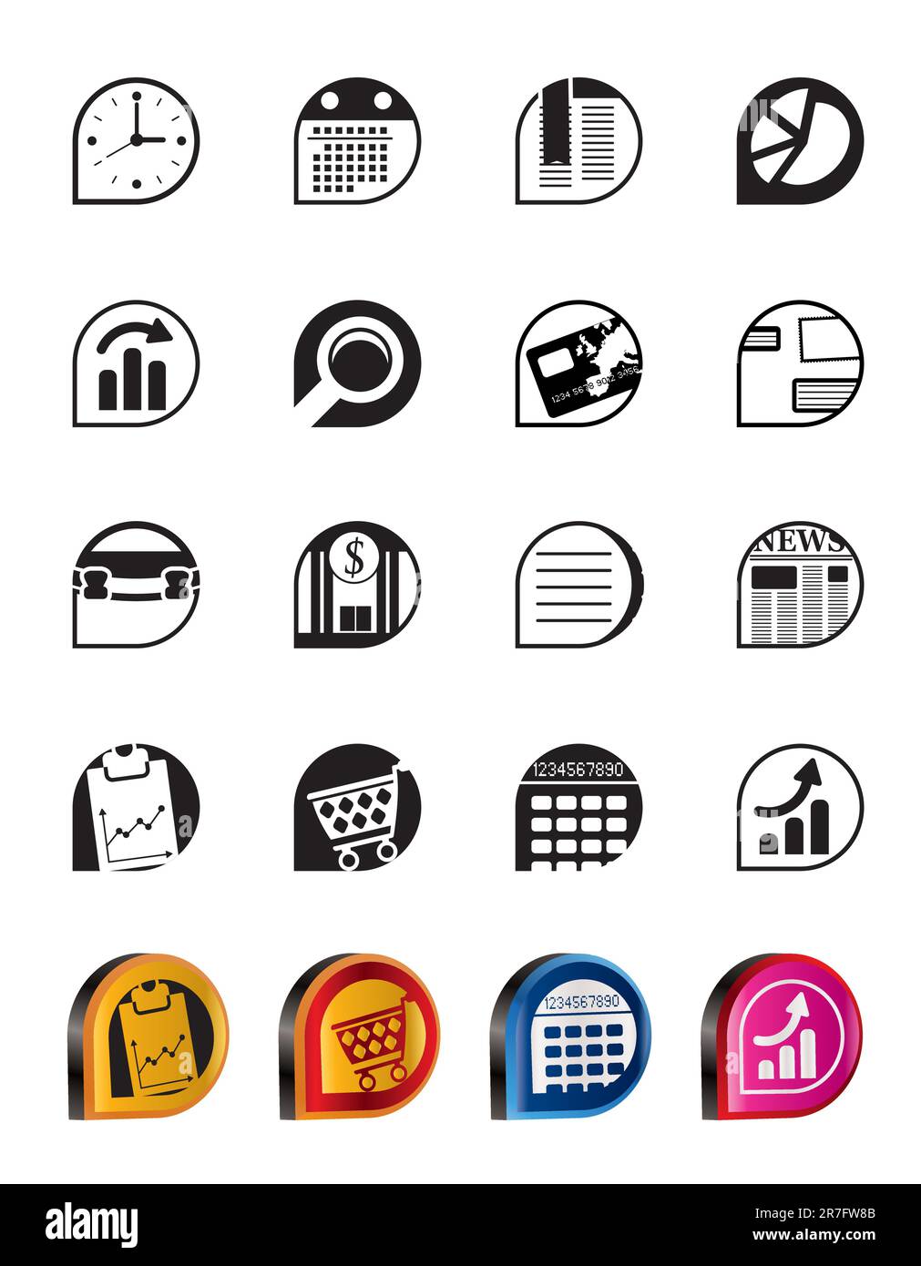 Simple Business and Office Internet Icons - Vector Icon Set Stock ...