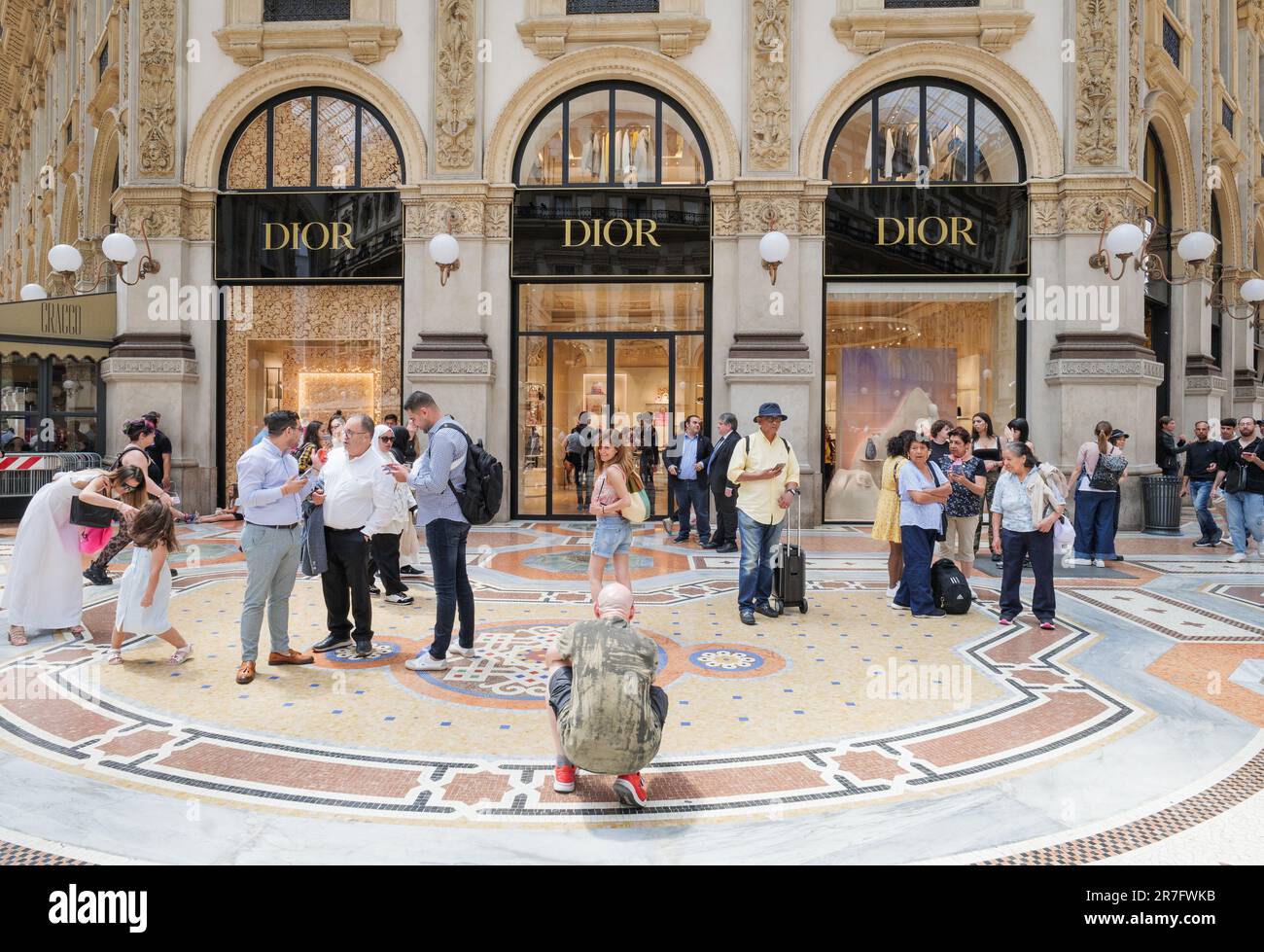 Christian Dior shop in Galleria Vittorio Emanuele Milano, Italy. People ...