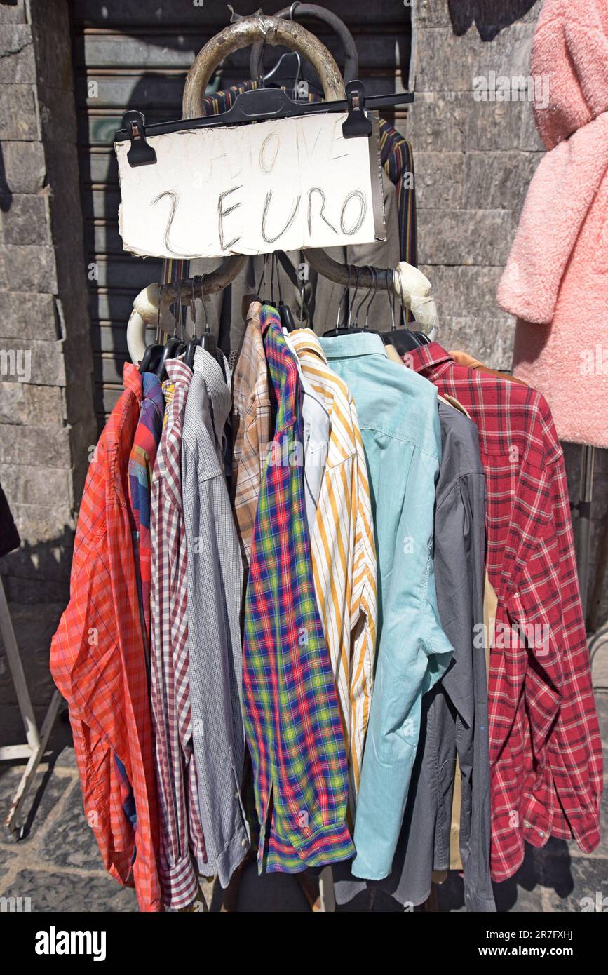 A selection of brightly coloured mens shirts on sale at the vintage and ...