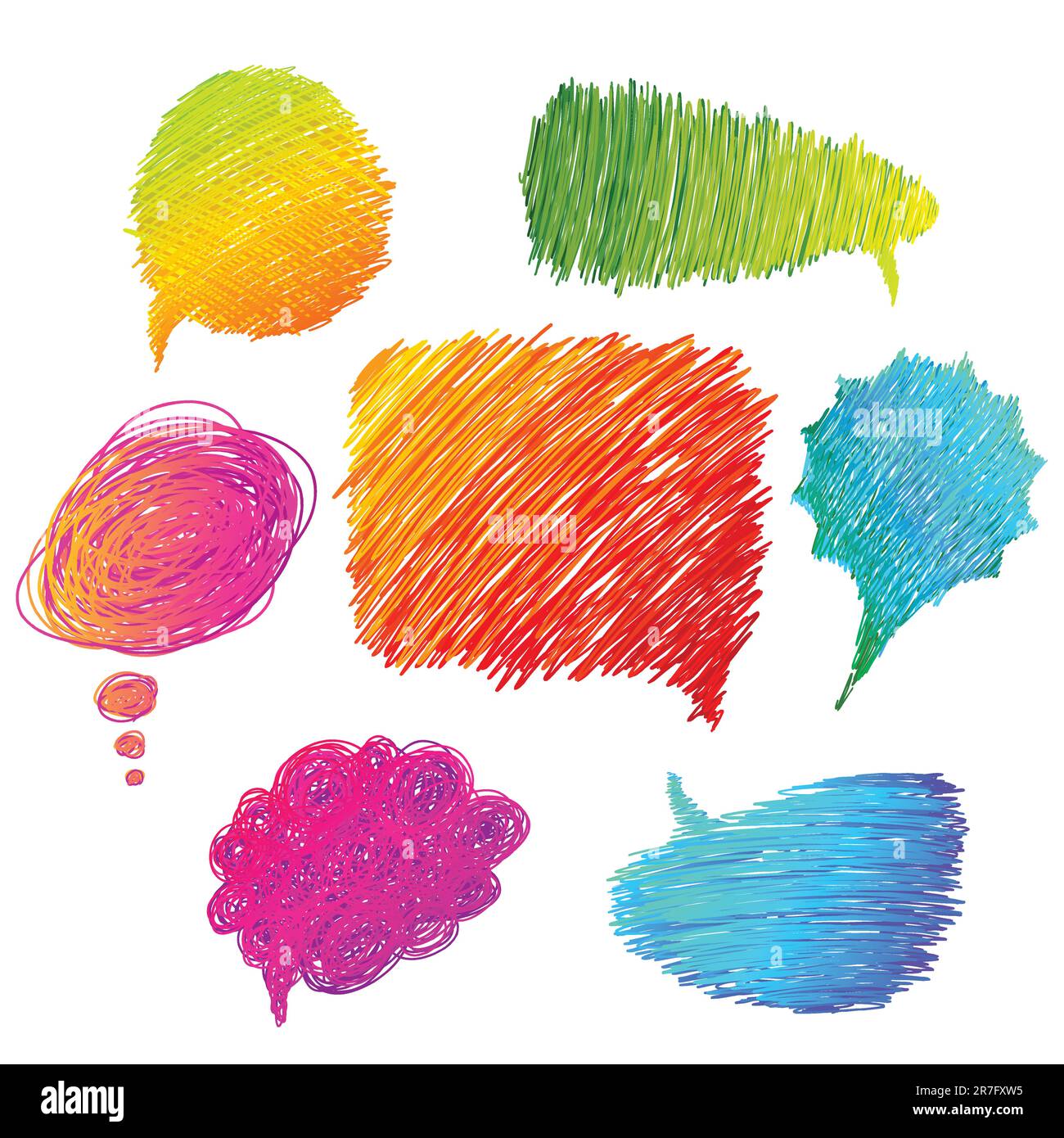 colorful hand drawn speech and thought bubbles Stock Vector Image & Art ...