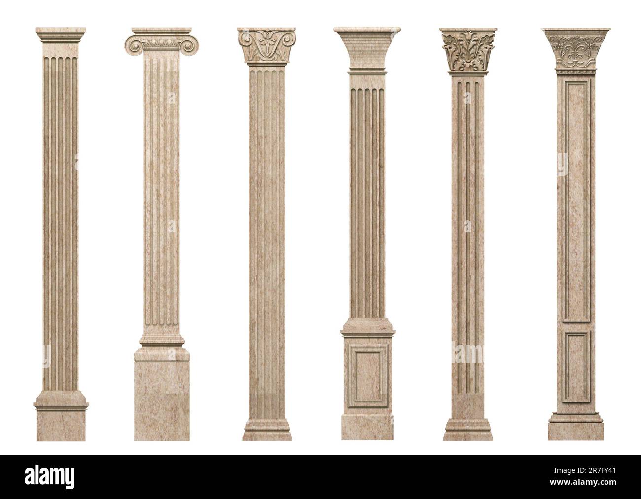 Set of different classic arched columns pilasters Stock Photo - Alamy
