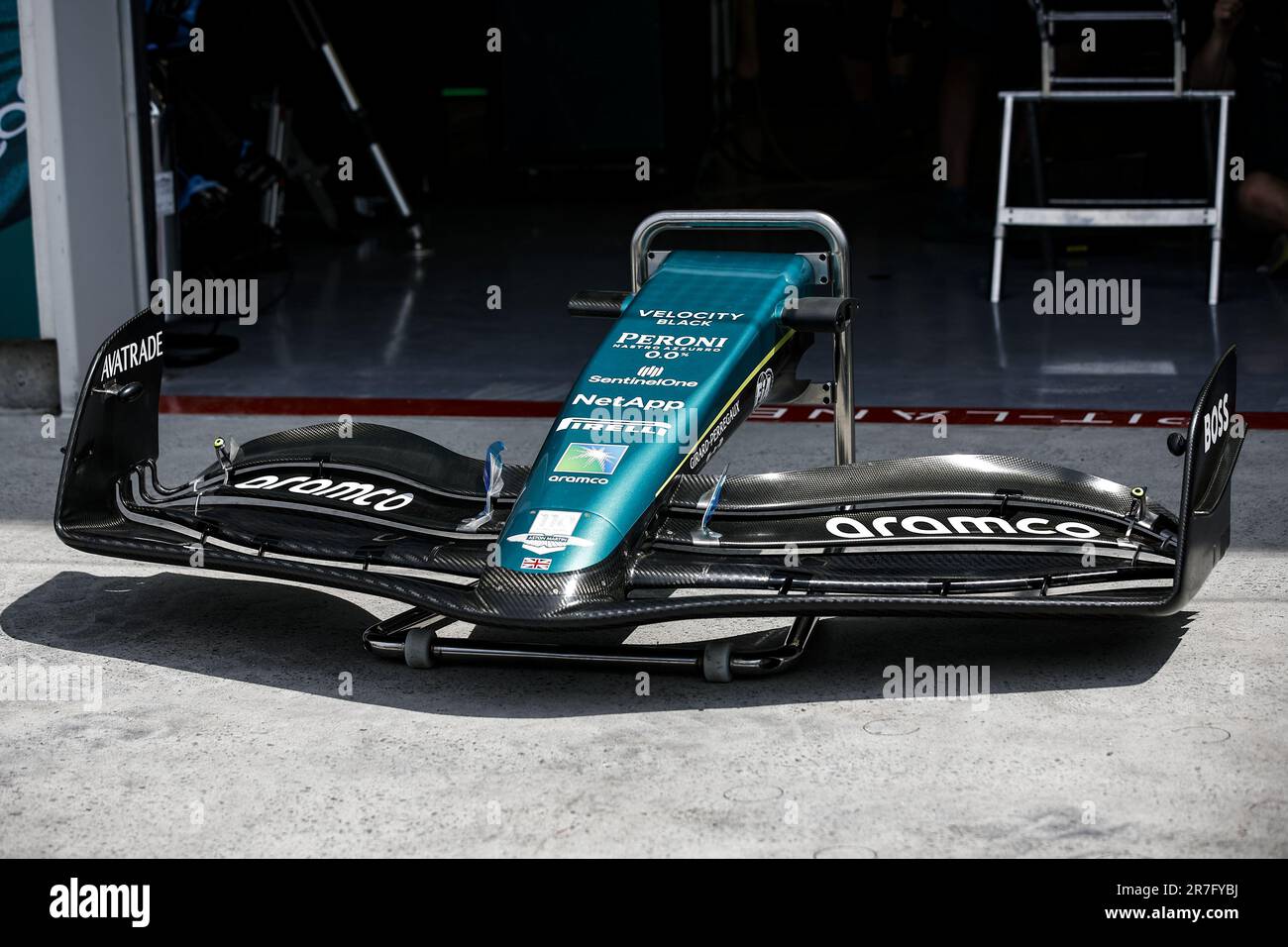 Aston Martin F1 Team AMR23, mechanical detail front wing during the ...