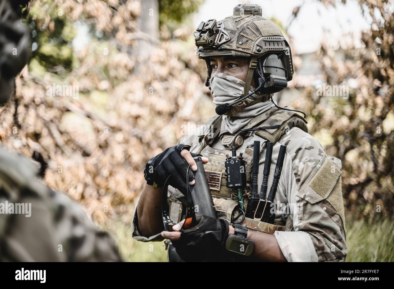 Soldiers running forward and attacking enemy during military operation ...