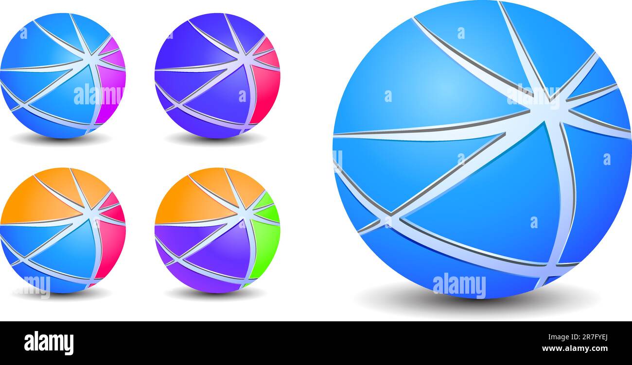 colorful abstract striped sphere balls icons isolated on white ...