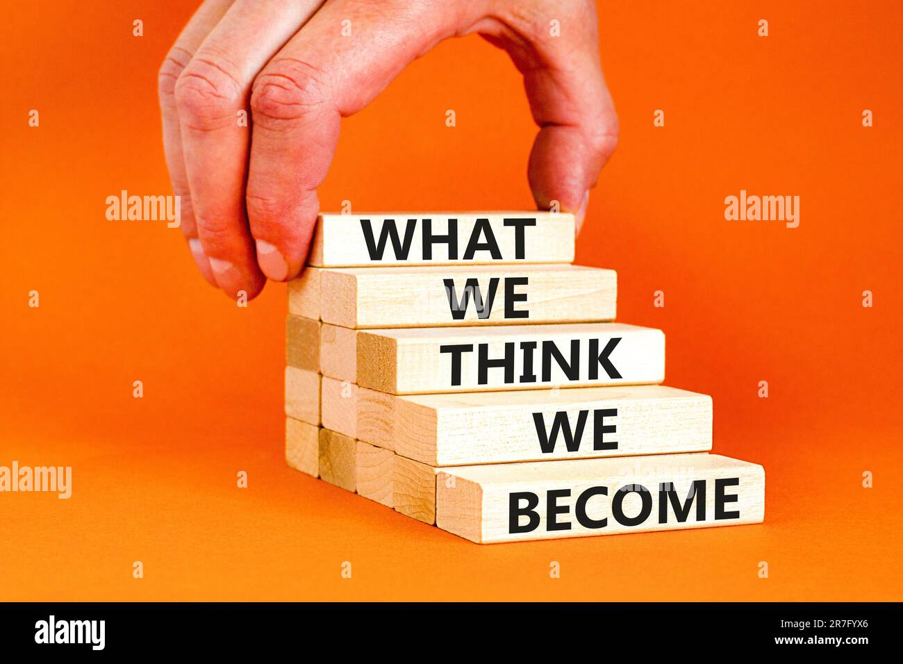 We become or think symbol. Concept word What we think We become on ...