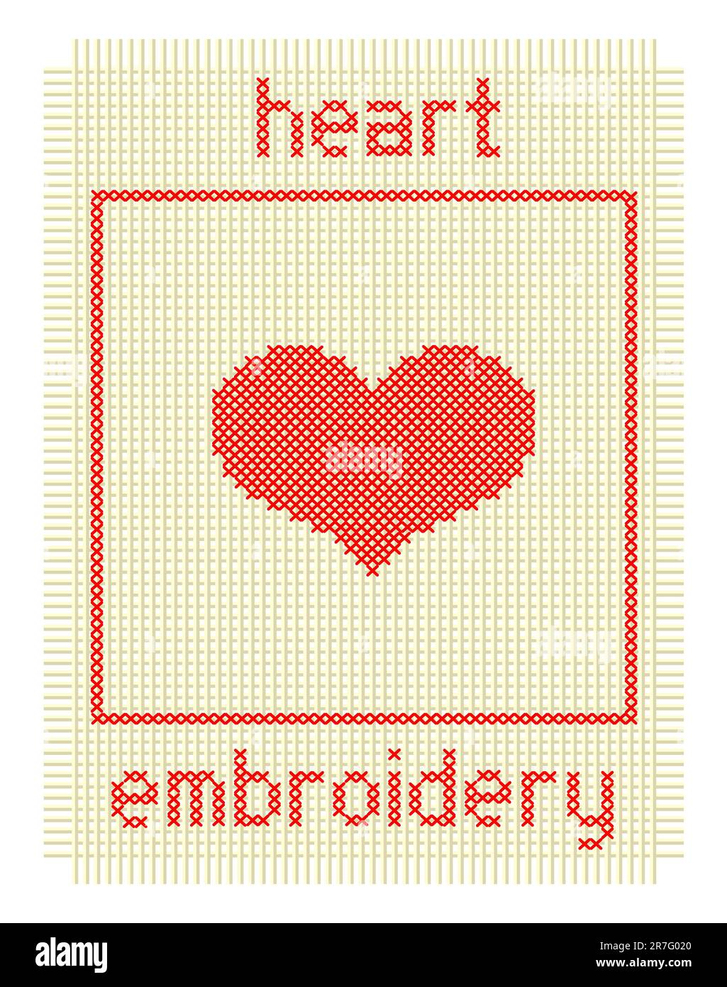 embroidery with heart and frame vector illustration isolated on white ...