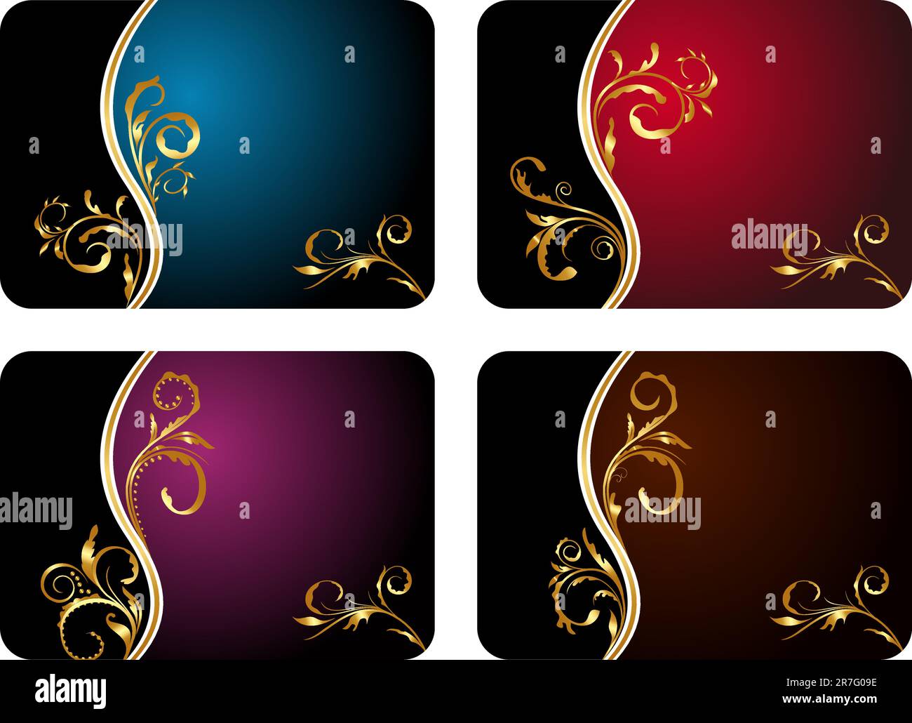 Illustration set floral greeting colorful cards - vector Stock Vector ...