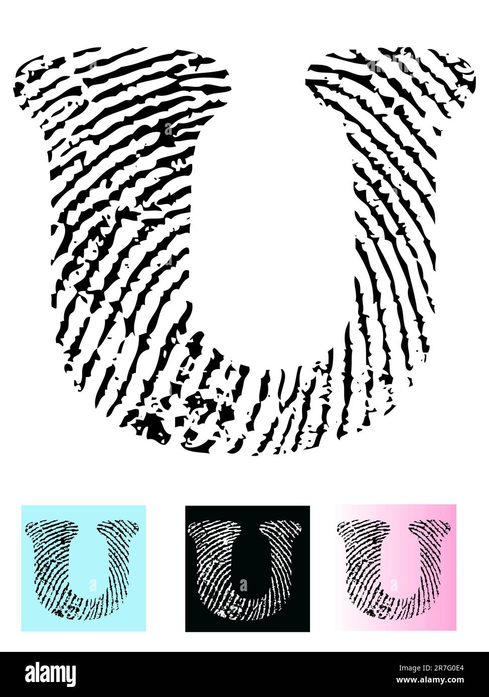 Fingerprint Alphabet Letter U (Highly detailed Letter - transparent so ...