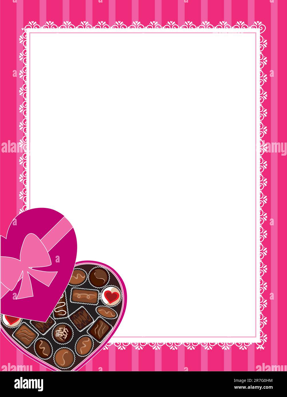 A box of chocolates at the lower left corner of a border or frame Stock ...