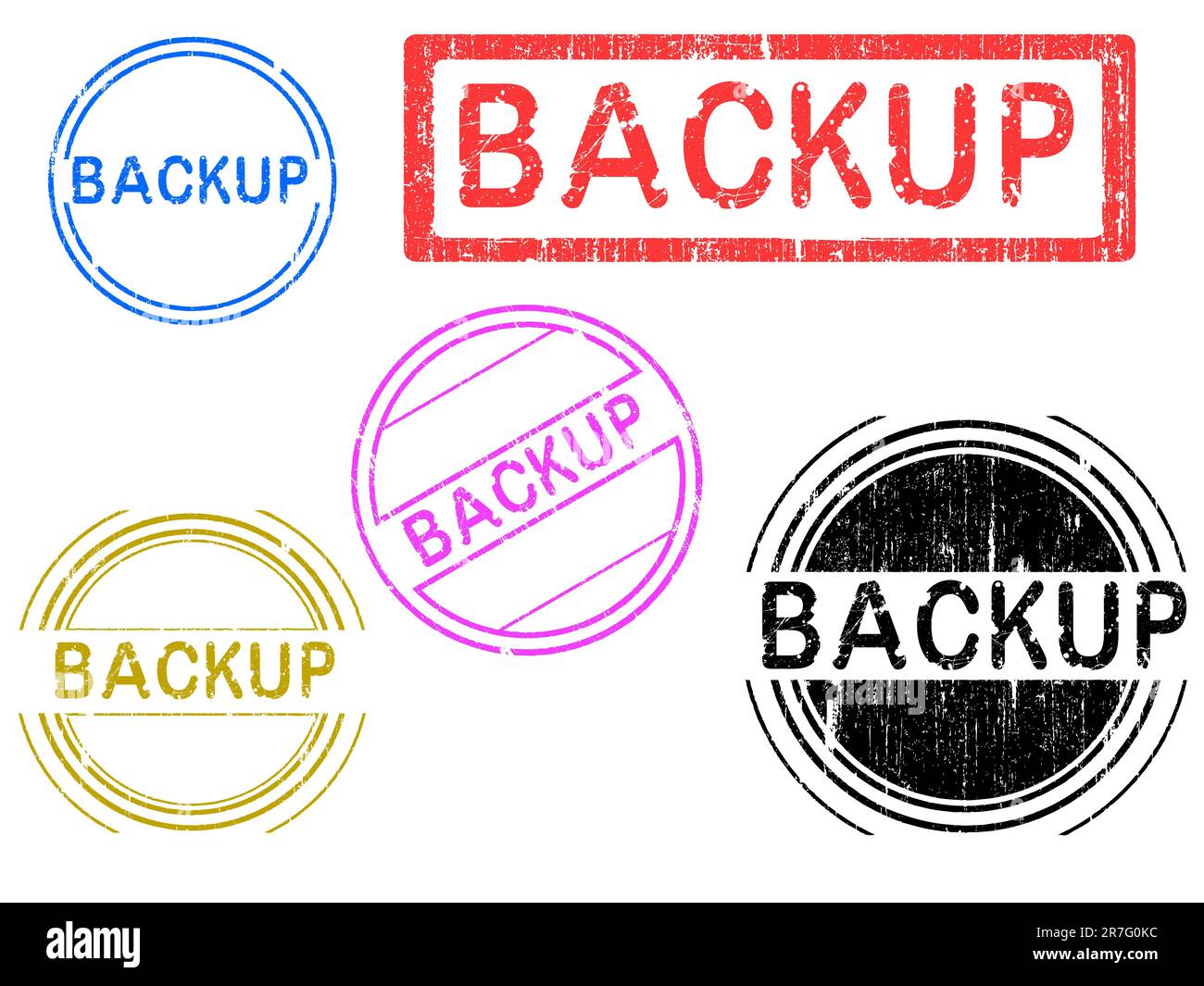5 Grunge effect Office Stamp with the word BACKUP in a grunge ...