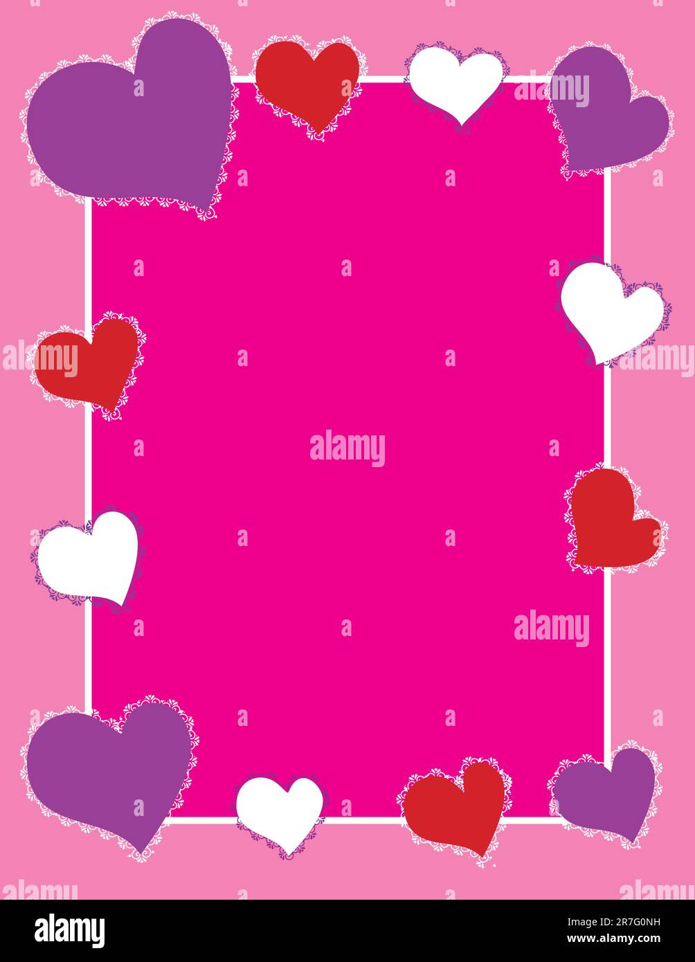 A frame or border featuring purple, red and pink hearts Stock Vector ...