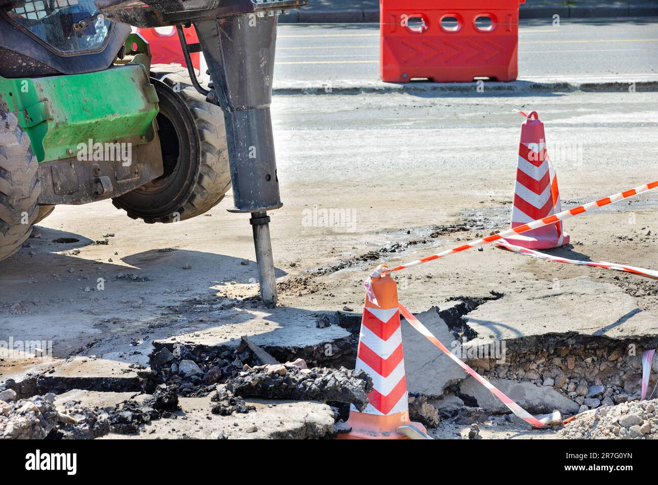 A small and manoeuvrable construction vehicle with an attached ...