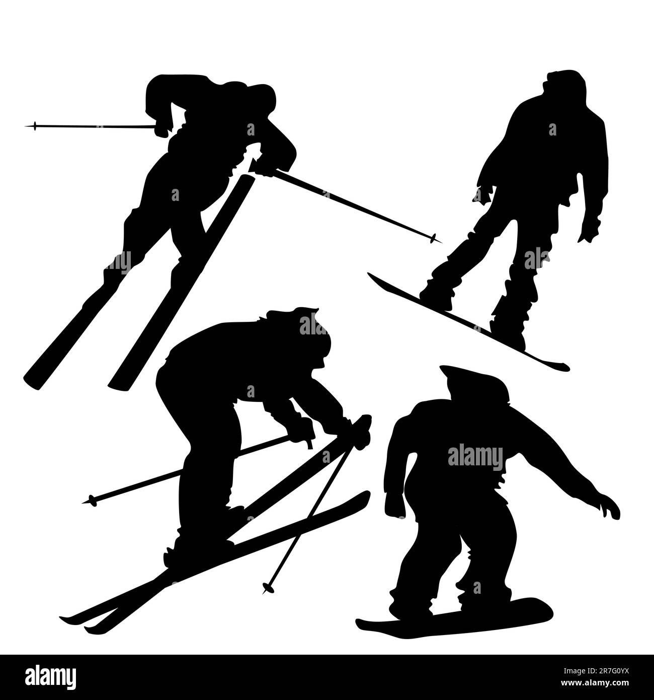Downhill skiers silhouette Stock Vector Images - Alamy