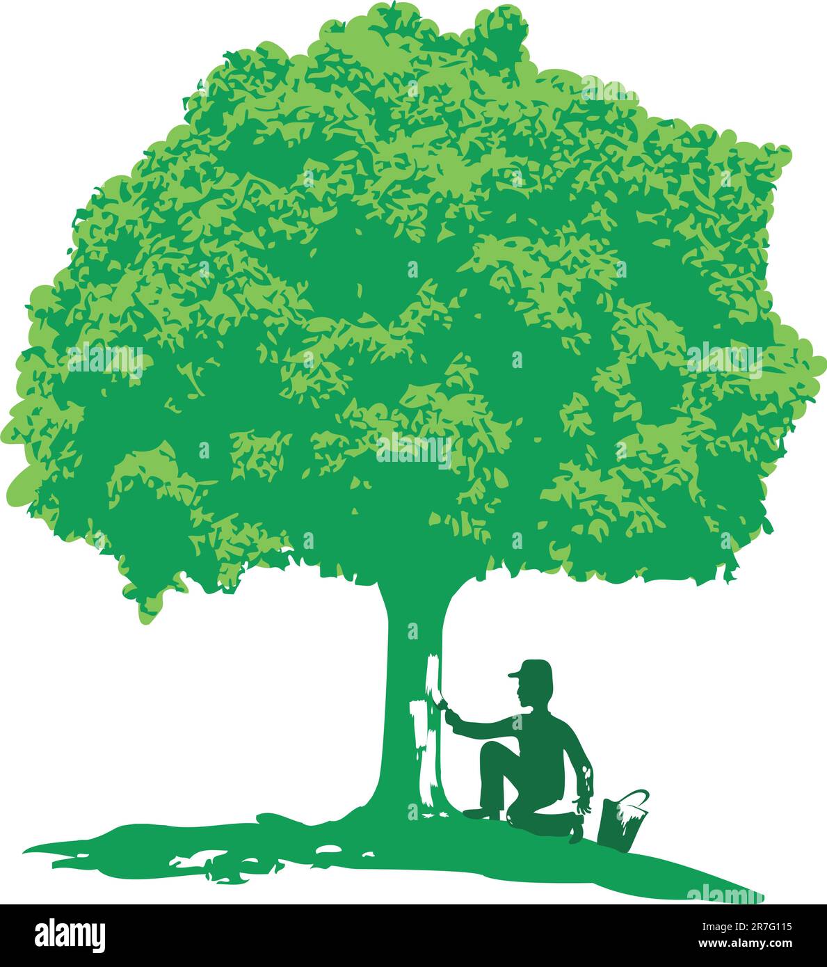 Garden scene tree trunk Stock Vector Images - Alamy