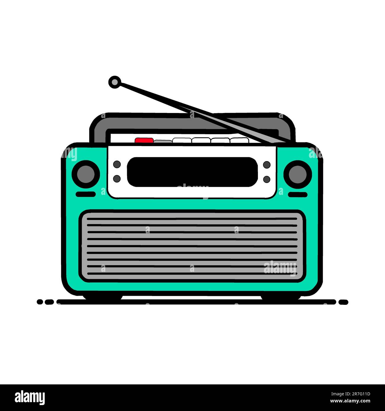 A vintage green radio isolated on a white background Stock Photo - Alamy