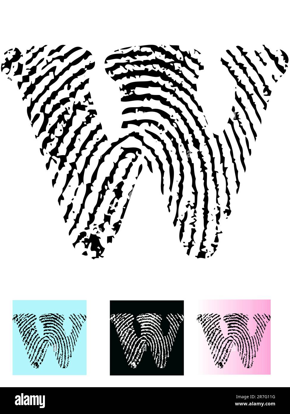 Fingerprint Alphabet Letter W (Highly detailed Letter - transparent so ...