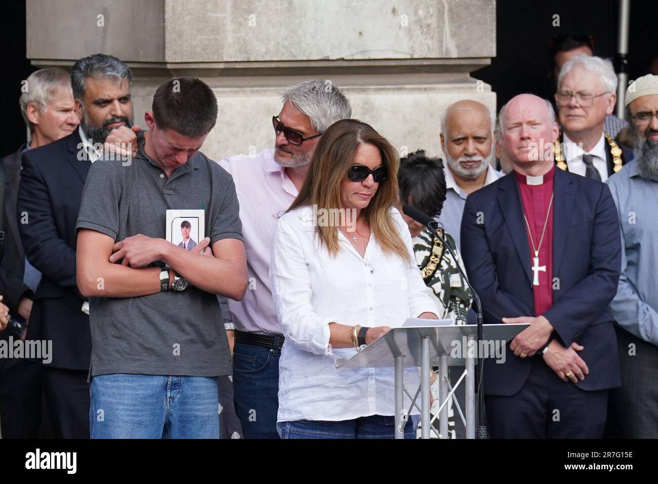Emma Webber, the mother of Barnaby Webber, speaks during a vigil in Old ...
