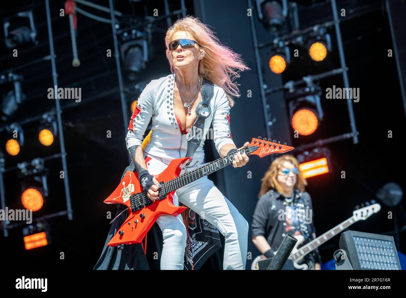 Solvesborg, Sweden. 08th, June 2023. The American vocalist and guitarist Lita Ford performs a ...