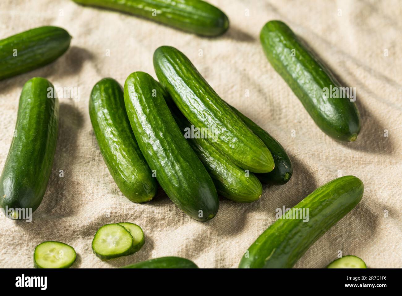 Green Raw Organic Mini Baby Cucumbers Ready to Eat Stock Photo - Alamy