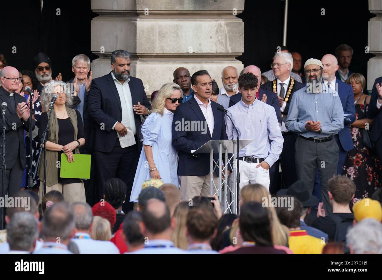 Grace O'Malley-Kumar's father speaks during a vigil in Old Market ...