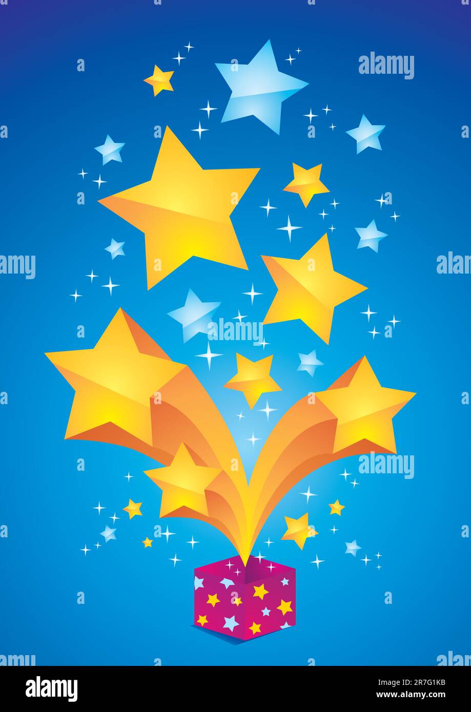 Blue gift box opening Stock Vector Images - Alamy