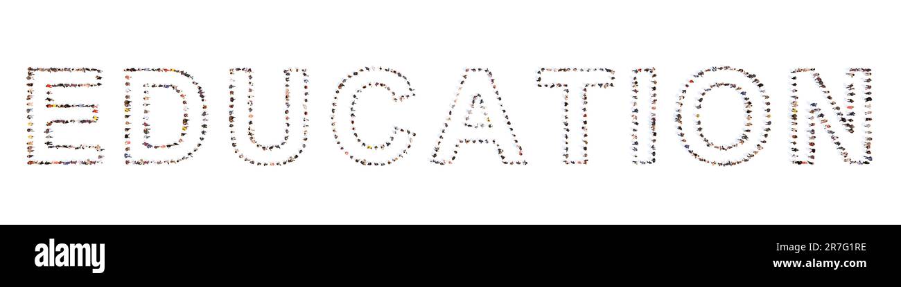Concept conceptual large community of people forming the word EDUCATION ...