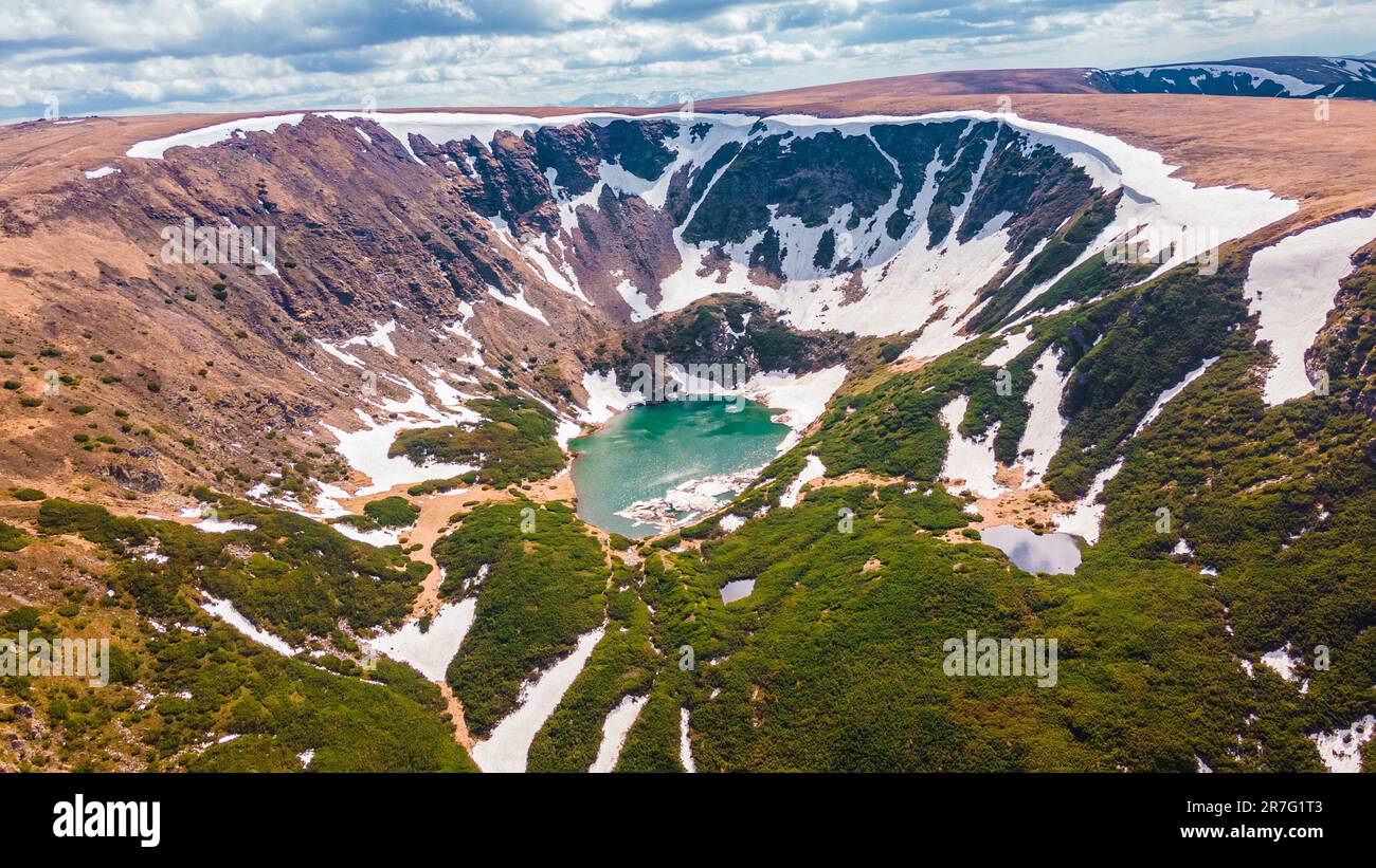 Aerial photography of the Cindrel Natural park in Romania. Birds eye ...