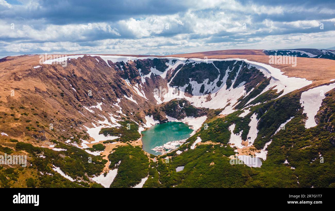 Aerial photography of the Cindrel Natural park in Romania. Birds eye ...