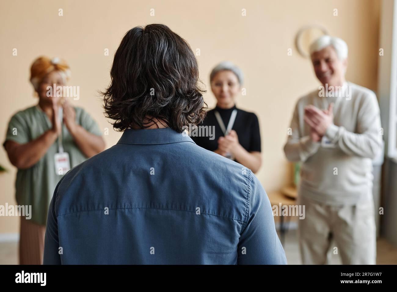 Group therapy meeting old hi-res stock photography and images - Alamy