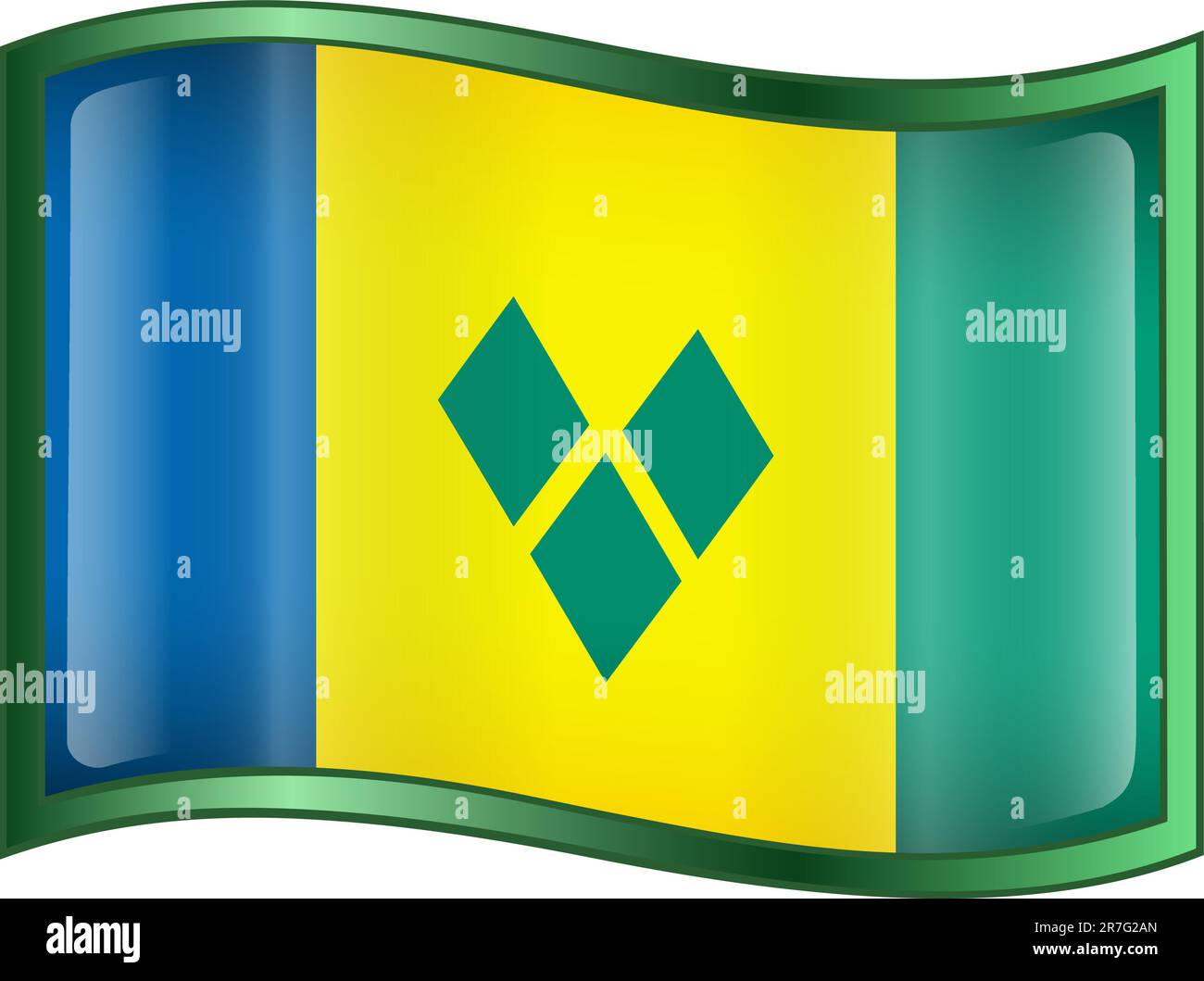 Saint Vincent and the Grenadines flag icon, isolated on white ...