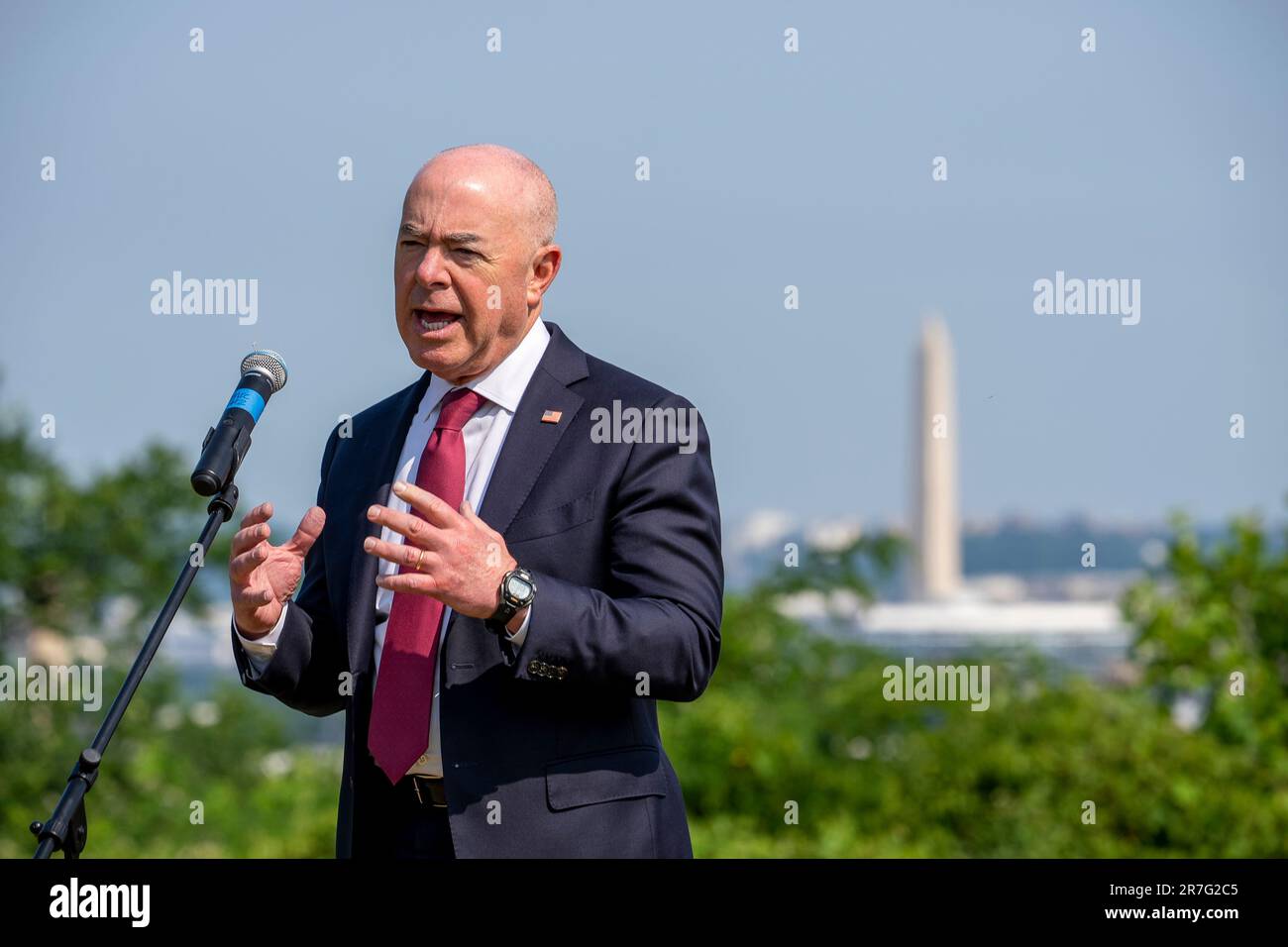 Homeland Security Secretary Alejandro Mayorkas speaks during a Counter ...