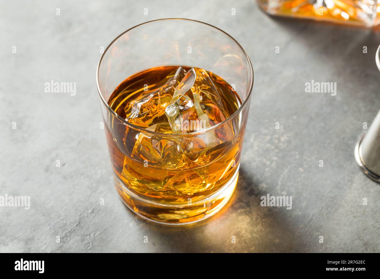 Boozy Refreshing Bourbon Whiskey on the Rocks Ready to Drink Stock ...