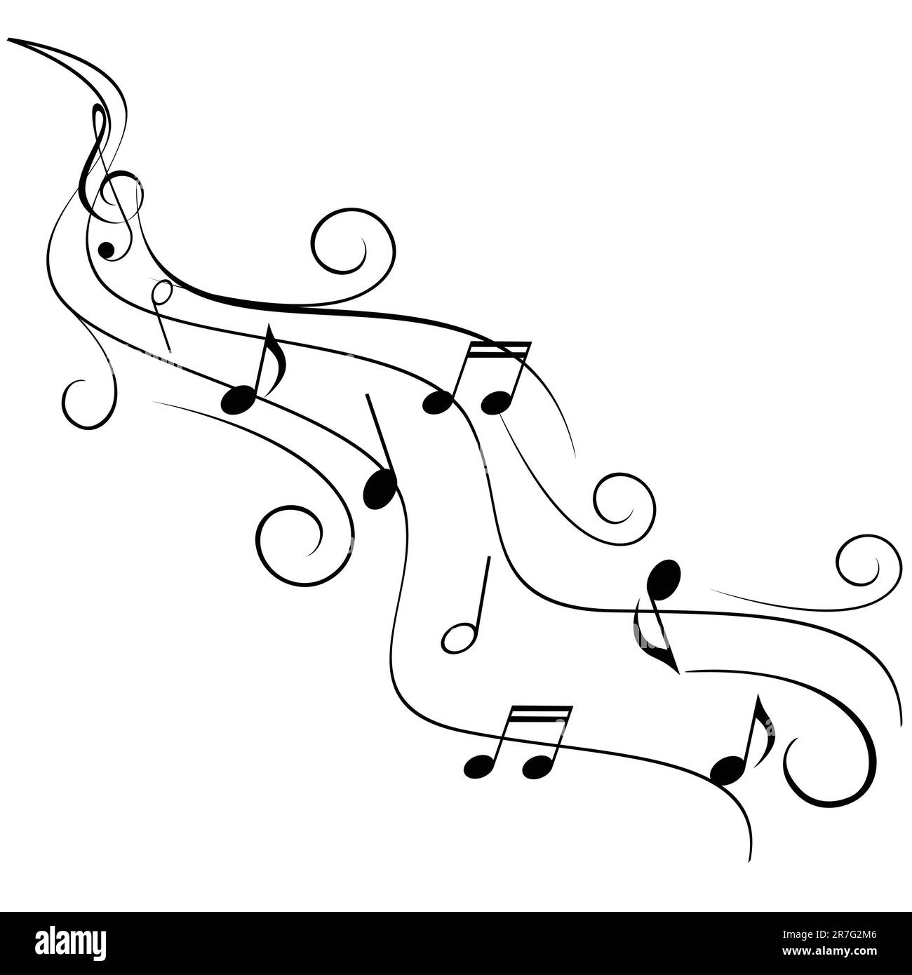 Music notes on swirling stave Stock Vector Image & Art - Alamy