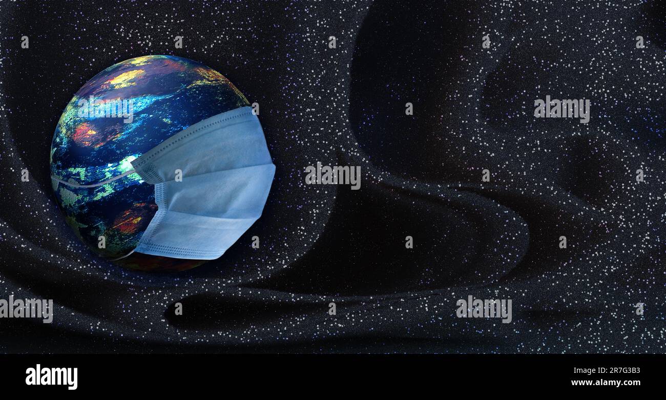 Planet Earth with a protective mask. World medical concept. Space ...