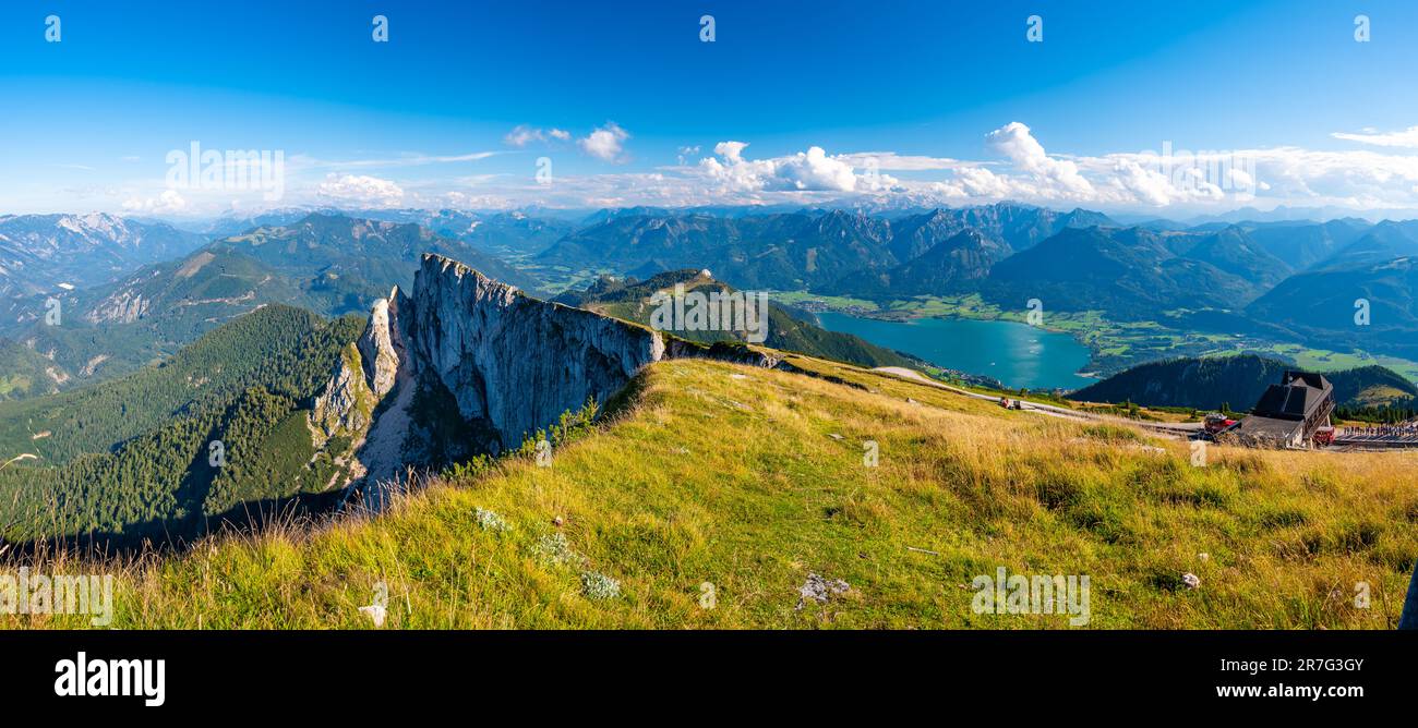 Top of Schafberg hill, Austria. View of big rock on top of mountain ...