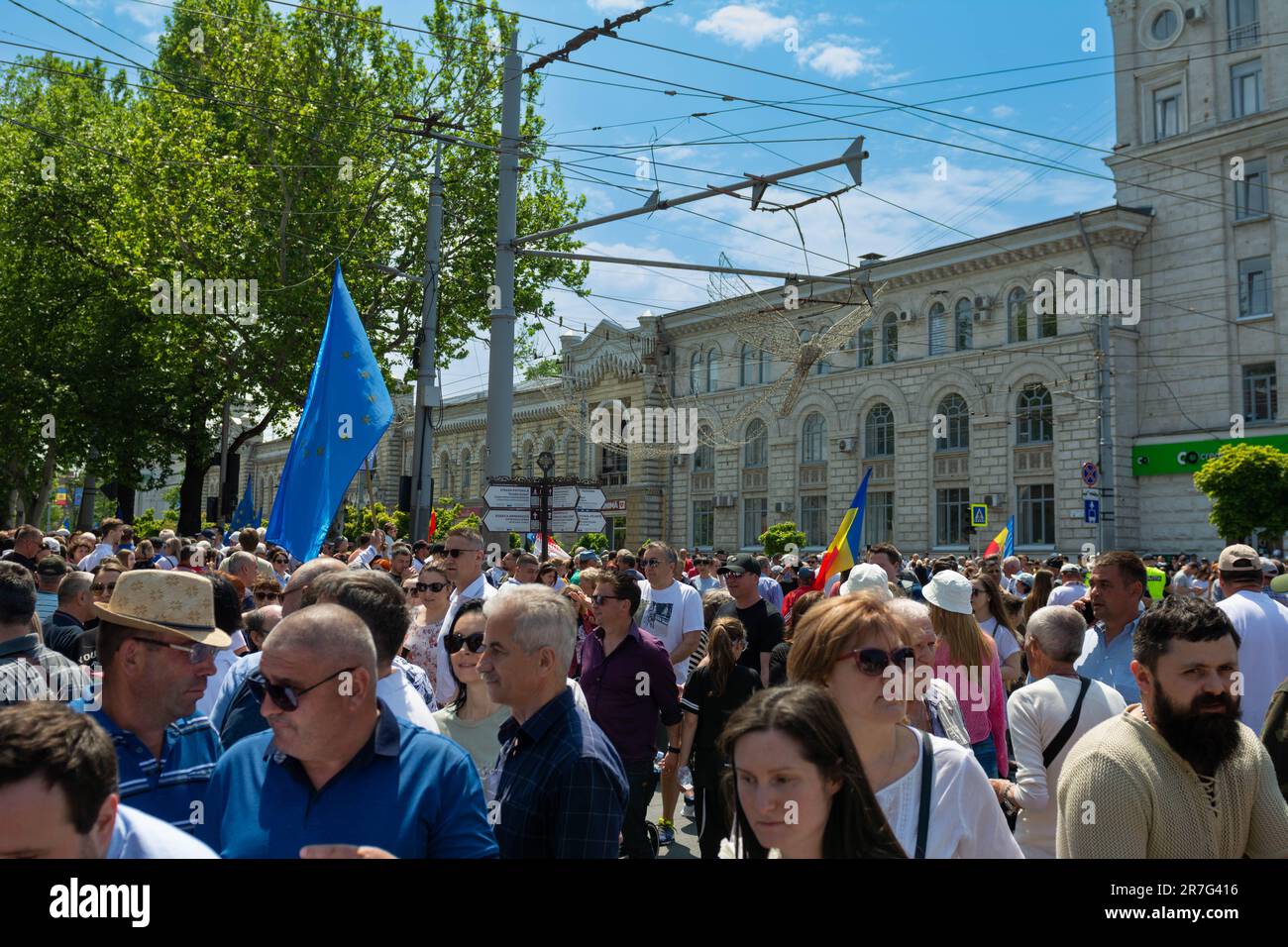 Moldovans stand in downtown Chisinau, Moldova to celebrate Europe Day ...