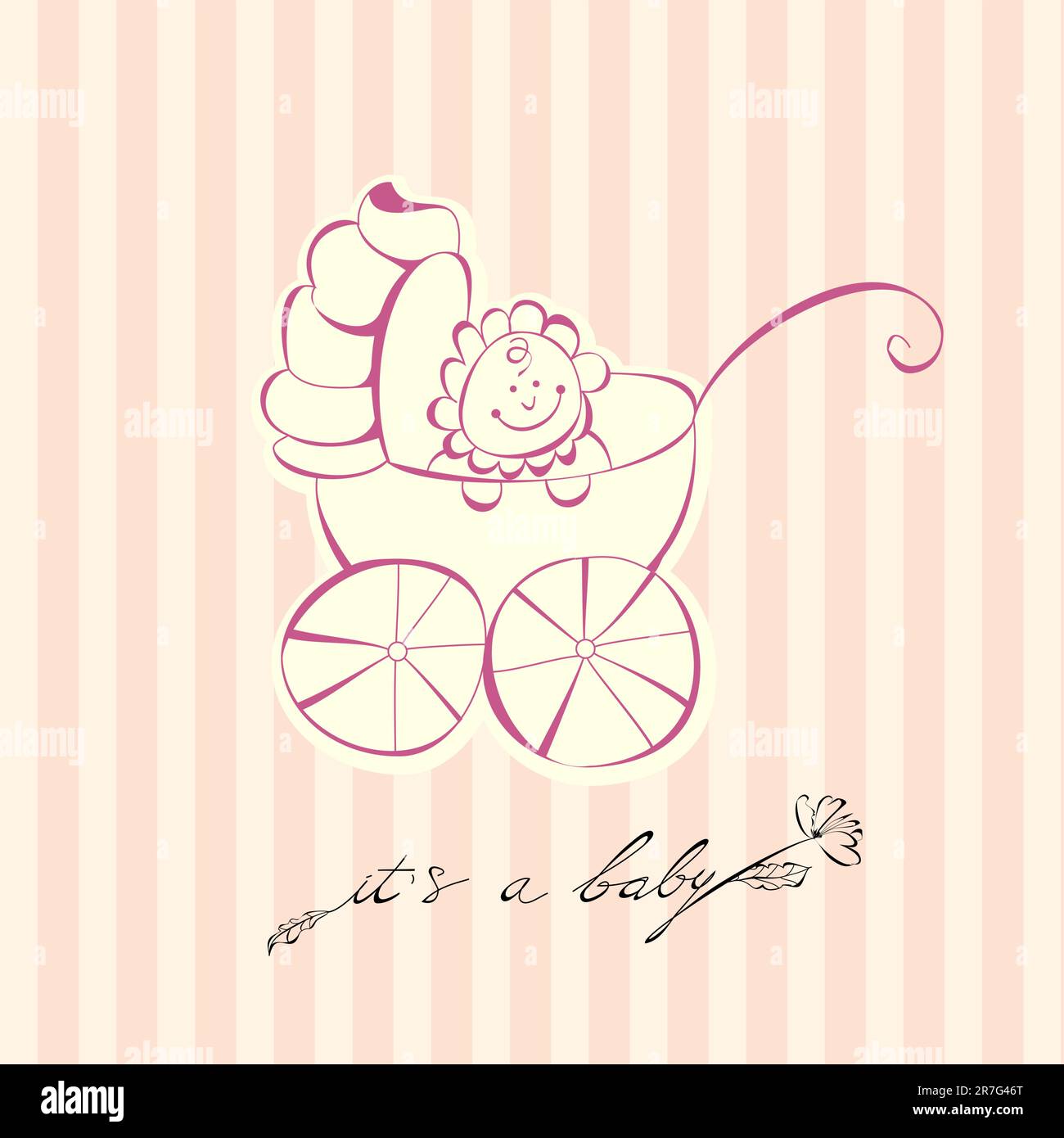Vintage baby stroller retro card doodle hi-res stock photography and ...