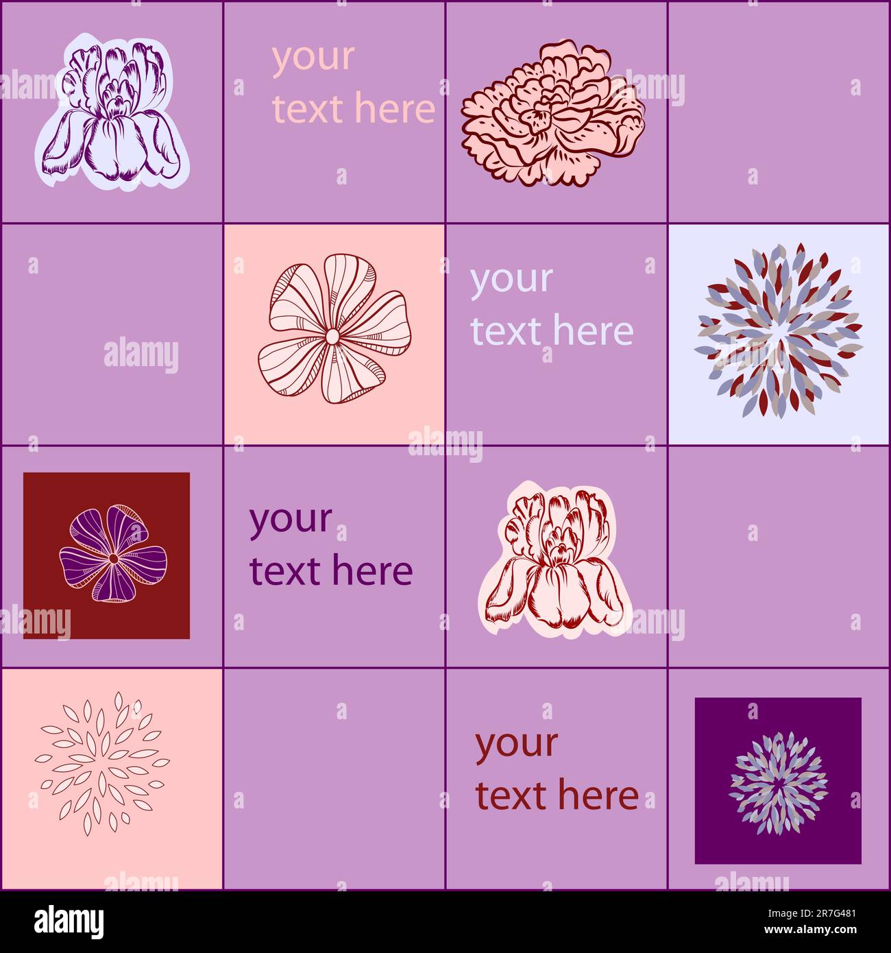 vector seamless background with spring flowers in squares Stock Vector ...