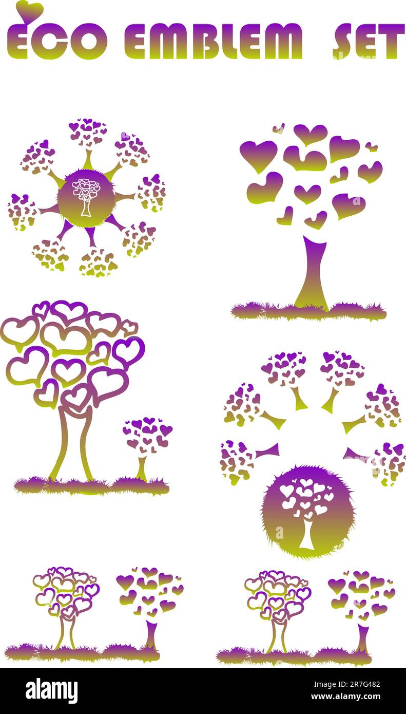 Ecology web emblem icon, tree environmental tree symbols Stock Vector ...