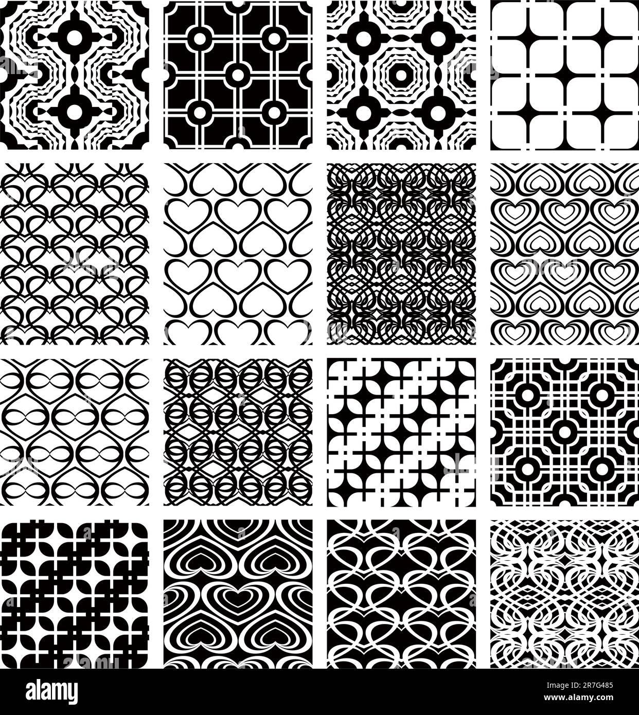 Set Of Monochrome Geometric Seamless Patterns Vector Backgrounds Collection Stock Vector Image