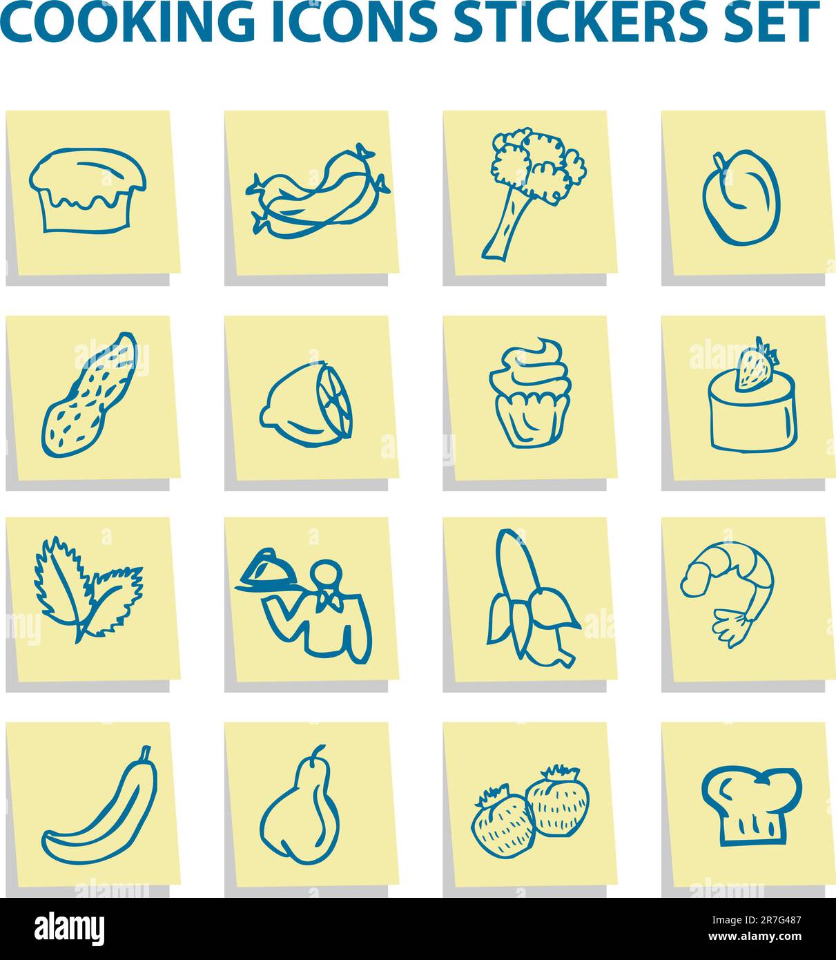 Food icons stickers set, kitchen elements 3 Stock Vector Image & Art ...
