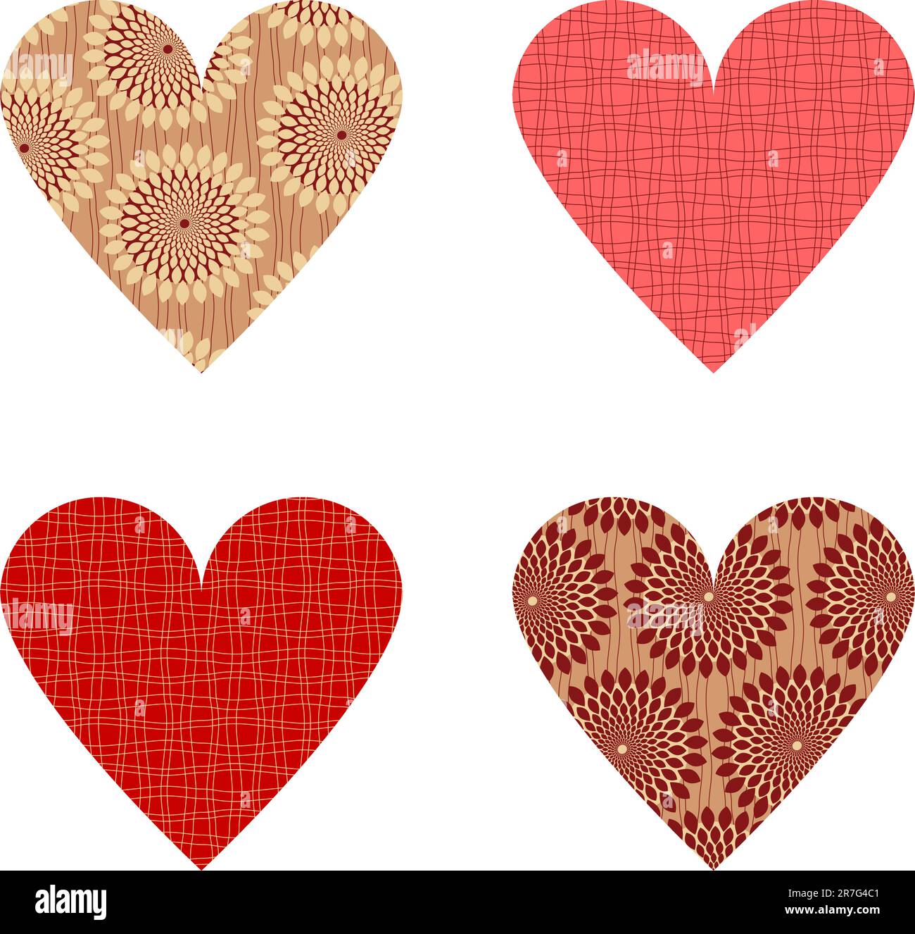 vector vintage hearts with flowers. clipping mask Stock Vector Image ...